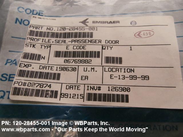120-28455-001 - SEAL-PASSENGER DOOR PROFILE | WBParts