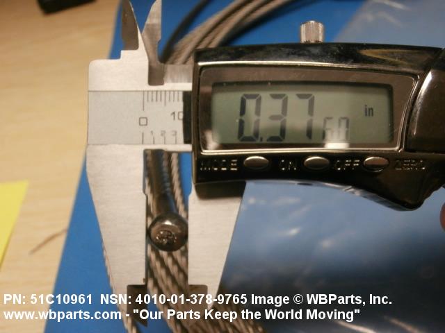4010-01-378-9765 - SINGLE LEG WIRE ROPE ASSEMBLY, 51C10961, 51C1096-1 ...
