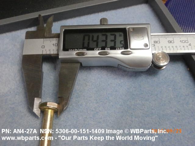 5306-00-151-1409 - MACHINE BOLT, AN427A, AN4-27A, 6026715641 | WBParts