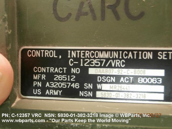 5830-01-382-3218 - INTERCOMMUNICATION SET CONTROL, A3205746, C-12357 ...