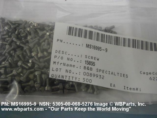 5305-00-068-5276 - SOCKET HEAD CAP SCREW, MS169959, MS16995-9 ...