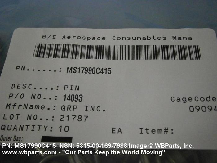 5315-00-169-7988 - QUICK RELEASE PIN | WBParts