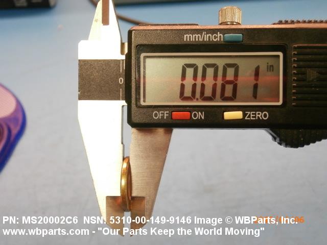 5310-00-149-9146 - RECESSED WASHER, MS20002C6, MS20002-C6, NAS1436C | WBParts