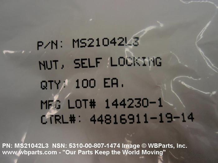 5310-00-807-1474 - HEXAGON EXTENDED WASHER SELF-LOCKING NUT | WBParts