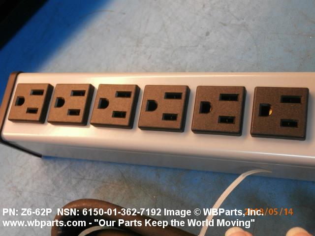 6150-01-362-7192 - ELECTRICAL OUTLET POWER STRIP, MPS-6, MPS6E, MPS-6E ...