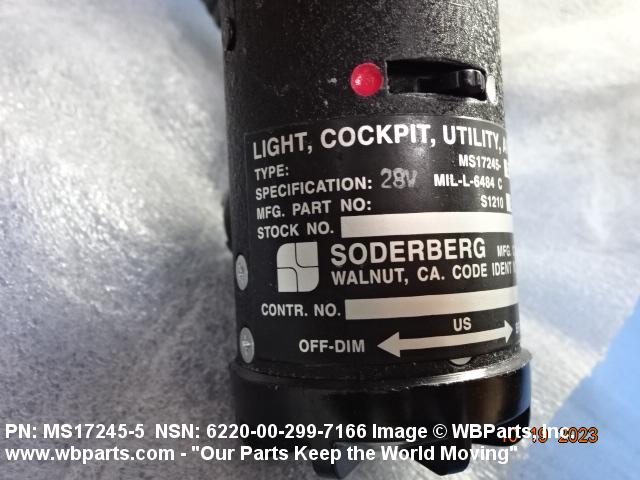 6220-00-299-7166 - AIRCRAFT COCKPIT LIGHT | WBParts