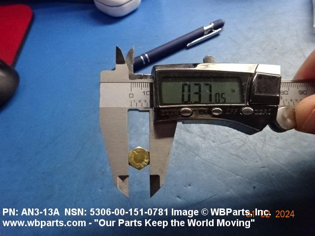 5306-00-151-0781 - MACHINE BOLT, AN313A, AN3-13A, XT35948PC32 | WBParts